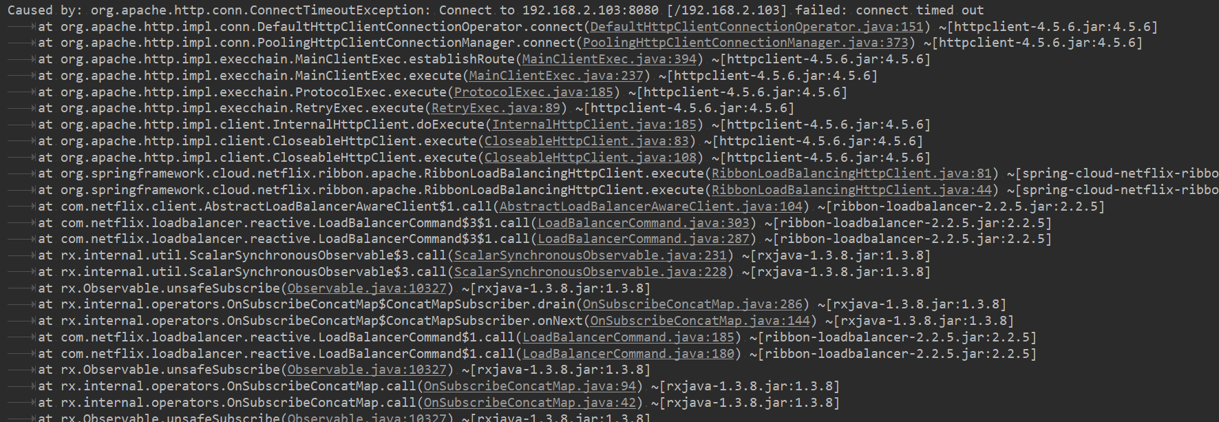 spring cloud zuul路由组件GENERAL异常之192.168.2.103:8080 connect timed out_springcloud connection timed ...