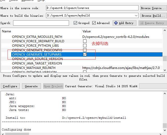 如何去掉cmake编译OpenCV时的Cmake Warning：“OpenCVGenSetupVars.cmake:54”_configuration is not supported ...