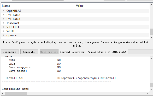 如何去掉cmake编译OpenCV时的Cmake Warning：“OpenCVGenSetupVars.cmake:54”_configuration is not supported ...