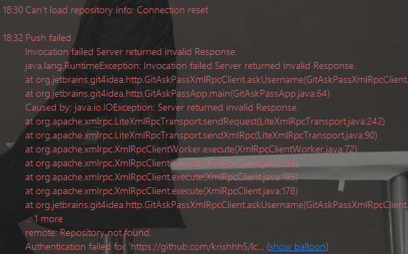 Idea 代码push 到github仓库时报错remote Repository Not Foundauthentication Failed For Github 