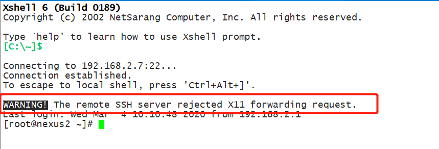 xshell : WARNING! The remote SSH server rejected X11 forwarding request._群晖 远程 拒绝-CSDN博客