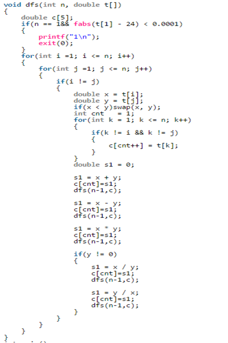 Huawei machine test-24 points game algorithm - Programmer Sought