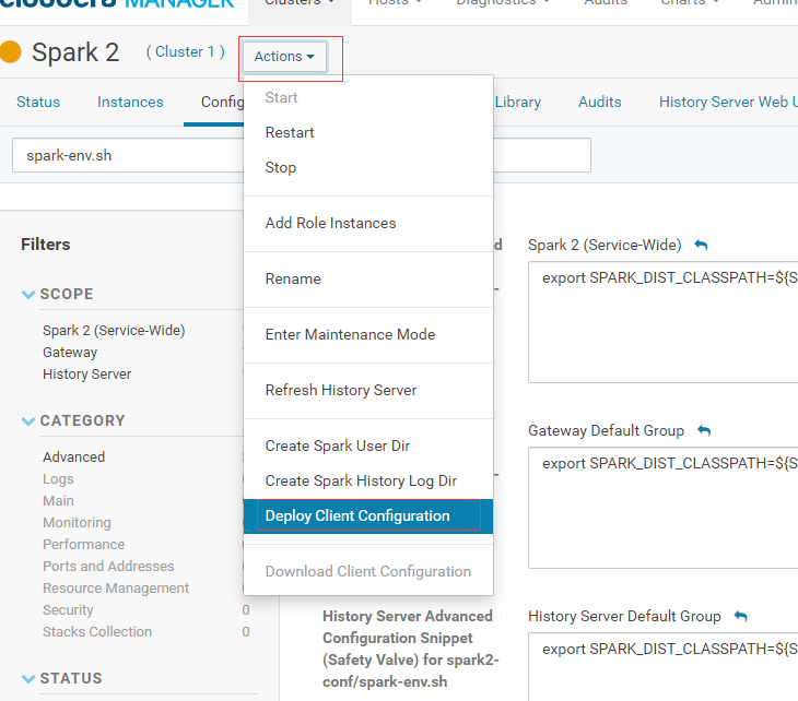 CDH升级Spark2异常java.lang.NoClassDefFoundError: org/apache/hadoop/fs/FSDataInputStream_java.lang ...