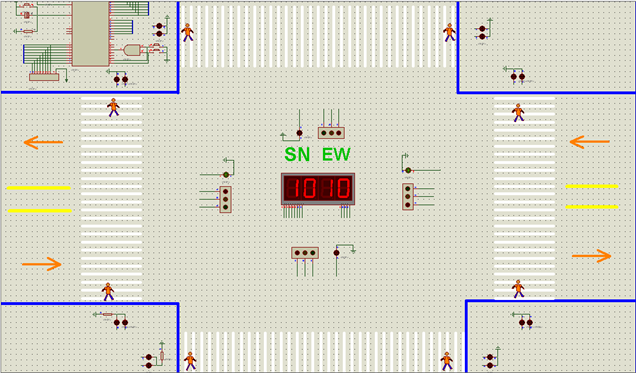 基于51单片机的交通灯控制系统课程设计（含proteus仿真图及代码)_55. 基于单片机的交通灯控制系统设计。使用单片机控制东、南、西、北四个方向的交通，还应具有设置和显-CSDN博客