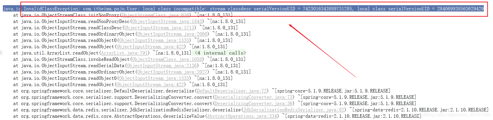 Java序列化报异常invalidclassexception Comitheimapojouser Local Class Incompatible