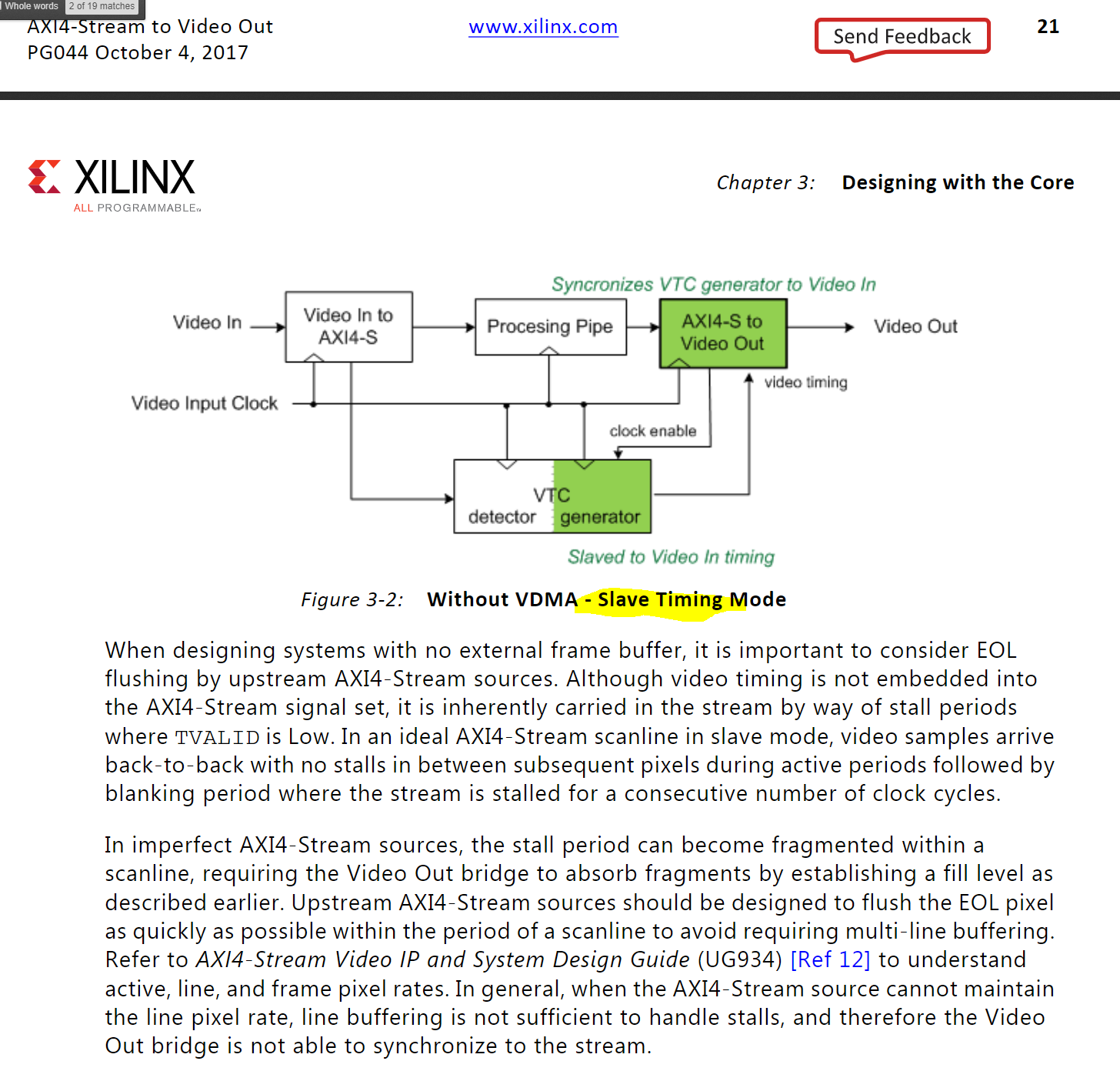 Bridge from "Video In to AXI4-stream" to "AXI4-stream to Video Out" directly with VTC without ...
