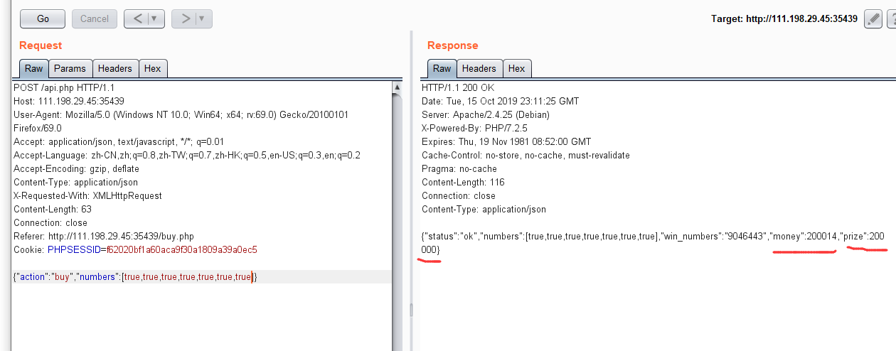 攻防世界XCTF：lottery_{"action":"buy","numbers":[true,true,true,true,tru-CSDN博客