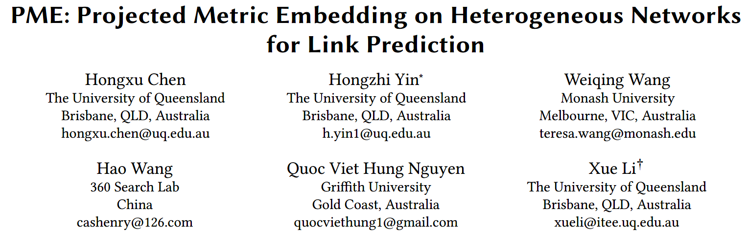 【论文解读 KDD 2018 | PME】PME: Projected Metric Embedding on Heterogeneous Networks for Link ...