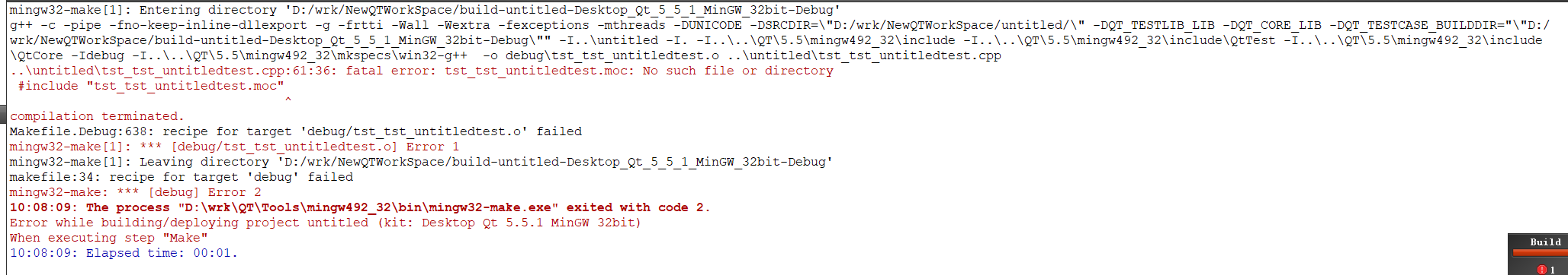 Error while building/deploying project untitled (kit: Desktop Qt 5.5.1 MinGW 32bit)-CSDN博客