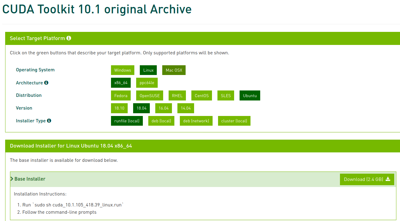 Ubuntu18.04+CUDA10.1+CUDNN7.6.5安装_ubuntu18.04安装cuda10.1和cudnn7.6.5-CSDN博客