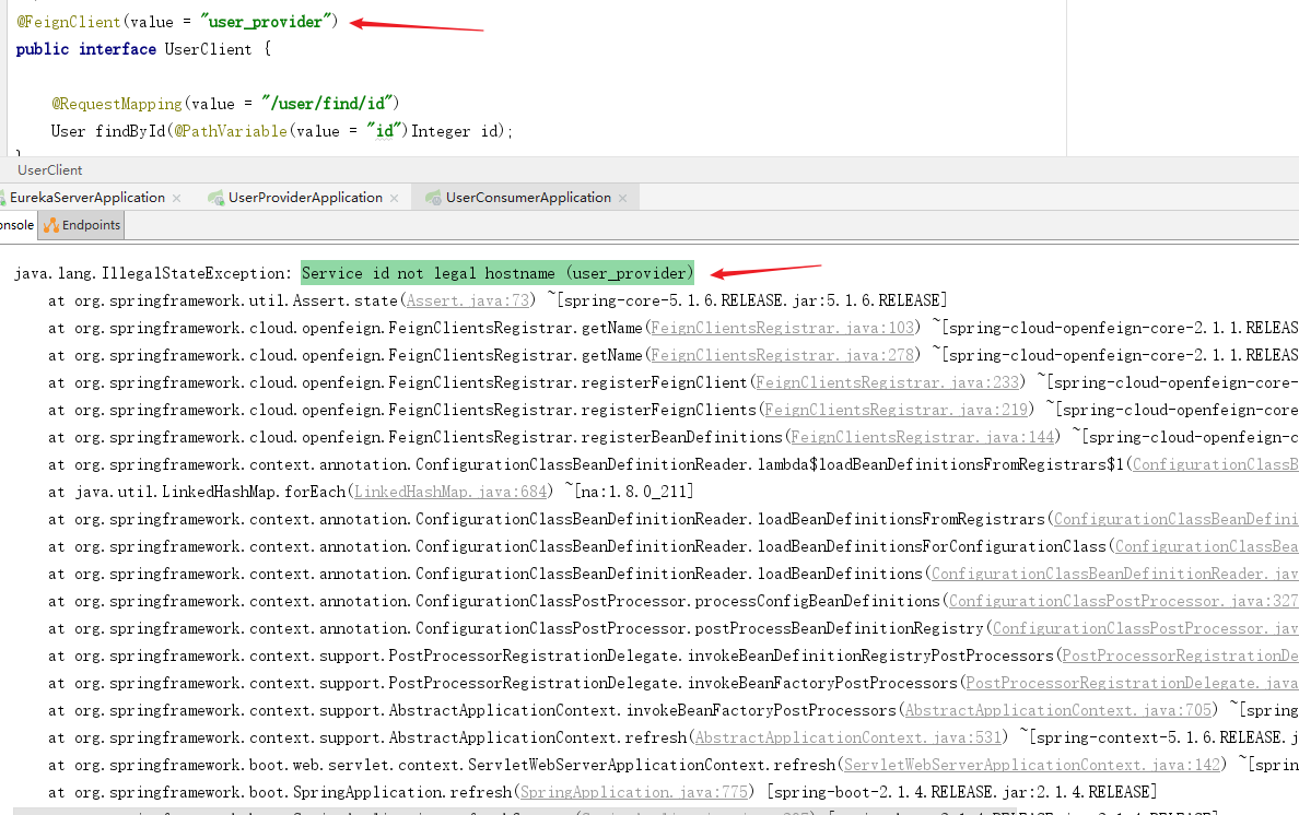 Feign报错java.lang.IllegalStateException:Service id not legal hostname_service id not legal ...