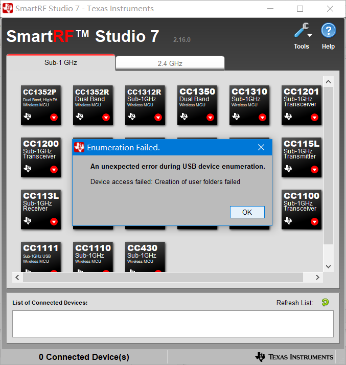 关于windows10 中TI Flash Programmer及SmartRF Studio使用过程中出现类似Enumeration Failed问题的解决方法_smartrf flash ...