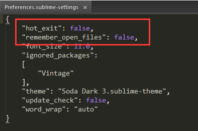 Sublime Text3关闭上次打开的文件设置_sublime text 3 不打开上次关闭的文件-CSDN博客