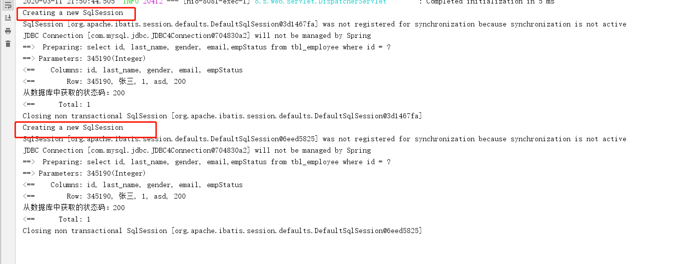 Spring+Mybatis 每次请求数据库，为什么都会创建一个SqlSesssion?_spring mybatis中频繁的creating a new sqlsession-CSDN博客
