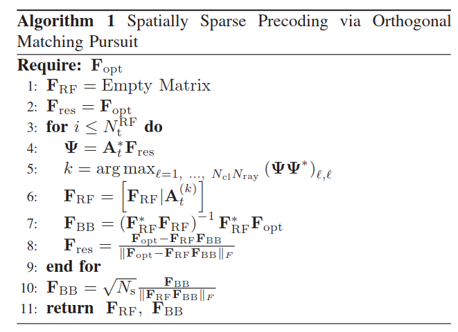 学习笔记：OMP算法（Spatially Sparse Precoding in Millimeter wave MIMO Systems）-CSDN博客