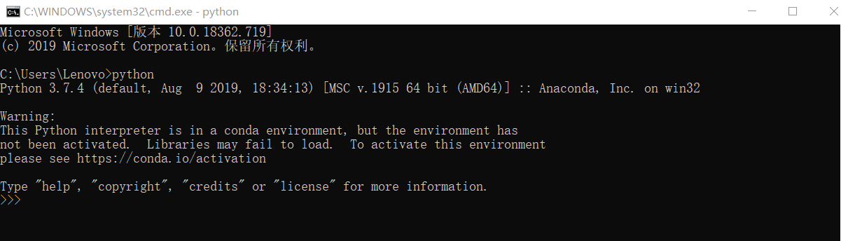 如何处理调用位于anaconda中的python解释器时出现warning问题_warning: a conda environment already exists at-CSDN博客
