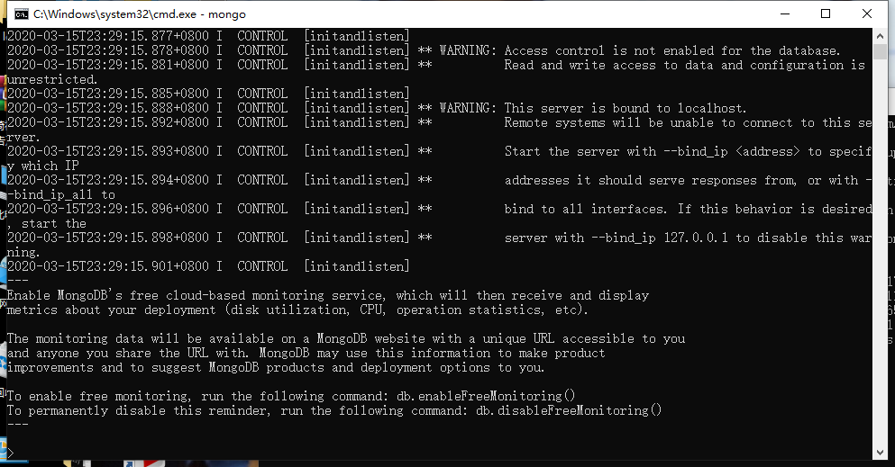 cmd输入mongo指令连接mongodb数据库服务端失败_mangodb代码调不通-CSDN博客