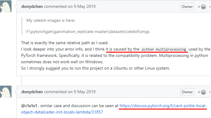 AttributeError: Can't pickle local object 'BaseDataset.img_transformer. . '_forkingpickler(file ...