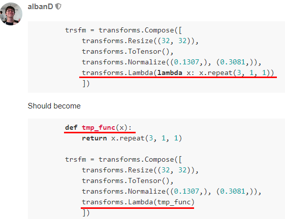 AttributeError: Can't pickle local object 'BaseDataset.img_transformer. . '_forkingpickler(file ...