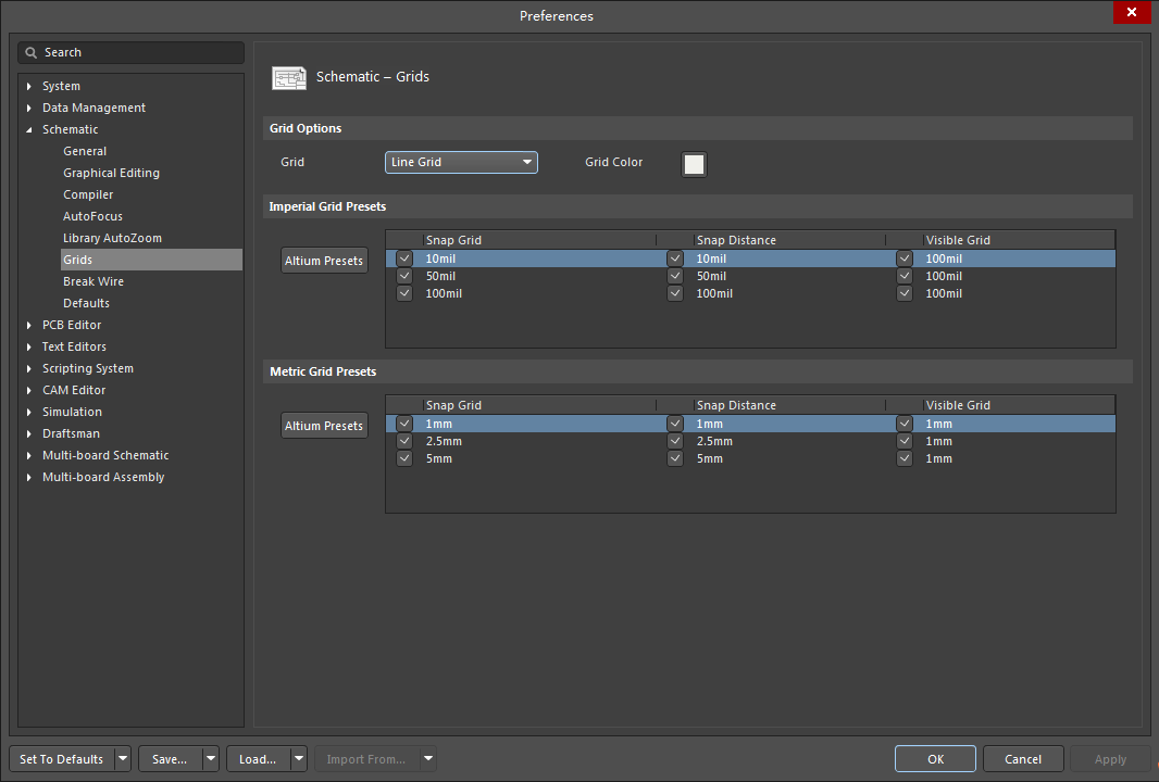 Altium Designer 18中的Schematic–Grids_imperial grid presets-CSDN博客