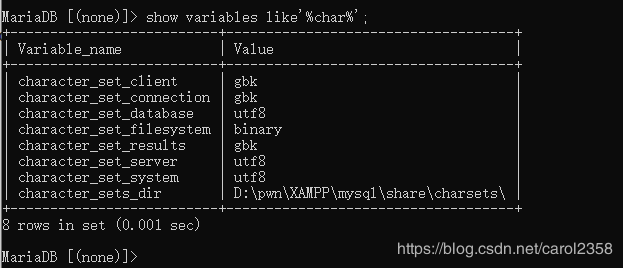 修改xampp的mysql数据库utf8mb4为gbk以解决cmd内中文显示为问号的问题_gbk和utf8mb4-CSDN博客