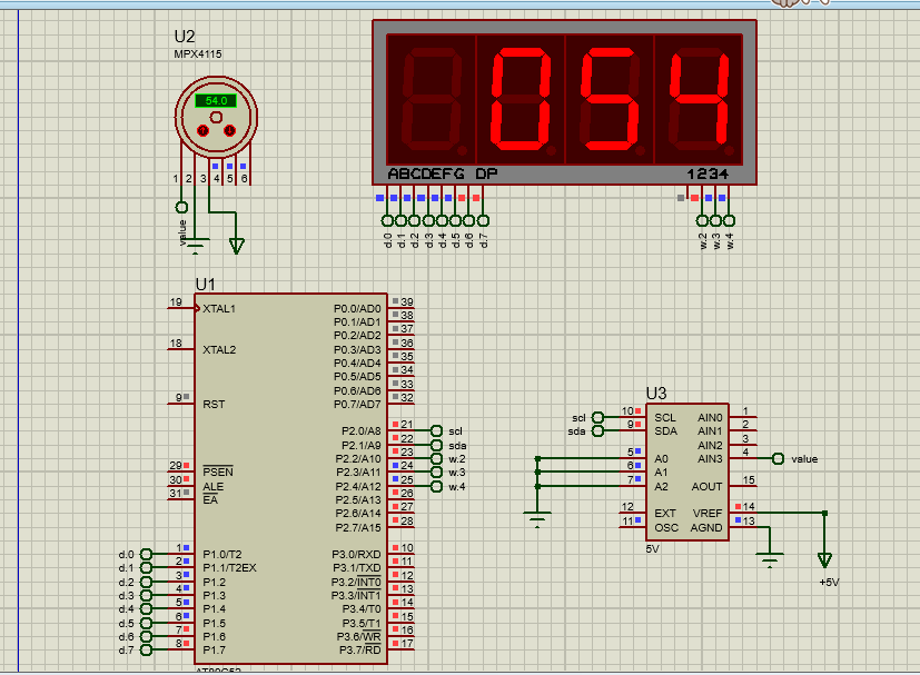 “MPX4115型压力传感器+PCF8591型AD+模拟IIC总线”的Proteus仿真_mpx4115传感器输出电压量-CSDN博客
