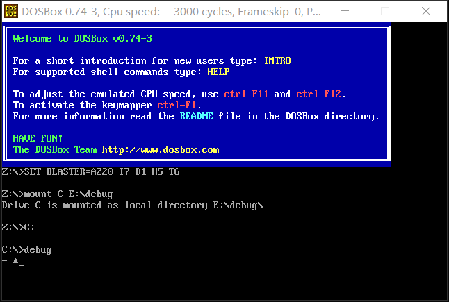 dosbox无法打开debug？——Windows系统中Dosbox配置debug_在dos模式下无法进入debug-CSDN博客