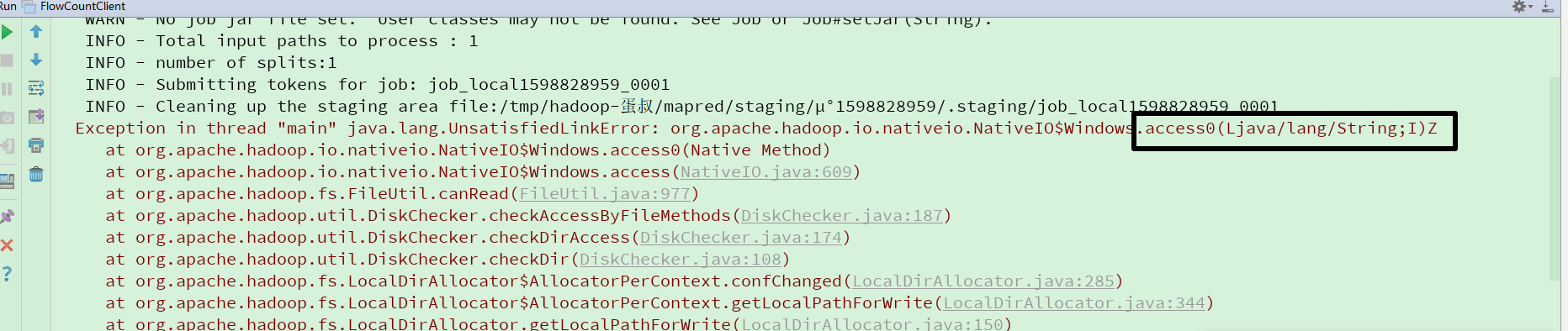 关于hadoop的环境配置出错问题org.apache.hadoop.io.nativeio.NativeIO$Windows.access0(Ljava/lang/String;I)Z ...