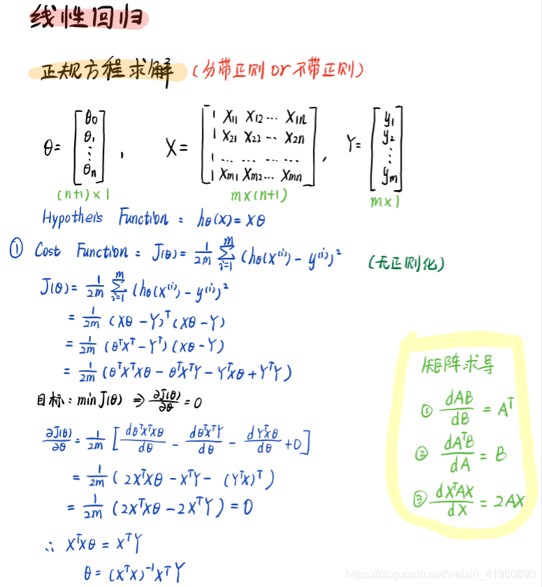 【线性回归】正规方程梯度下降正则化完整推导!梯度下降法和正则化推导 Csdn博客