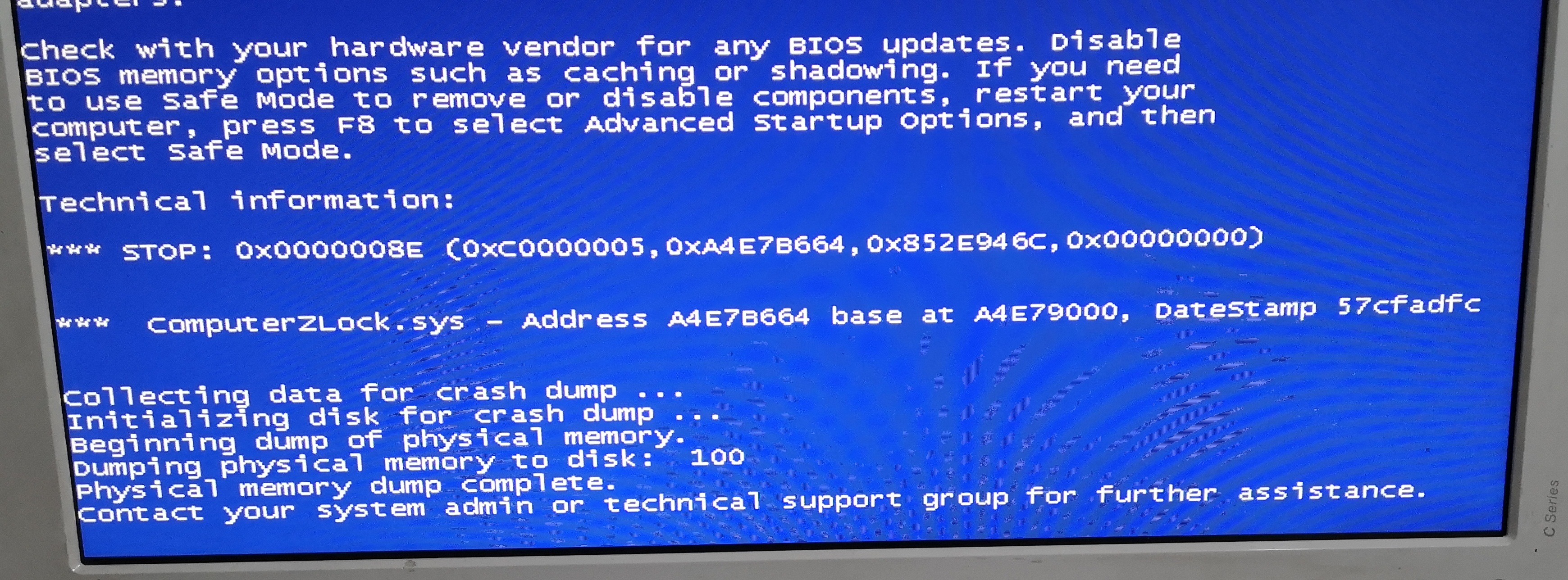Win7蓝屏提示STOP: 0x0000008E (0xC0000005,0xA4E7B664,0X852E946C,0X00000000)的 ...