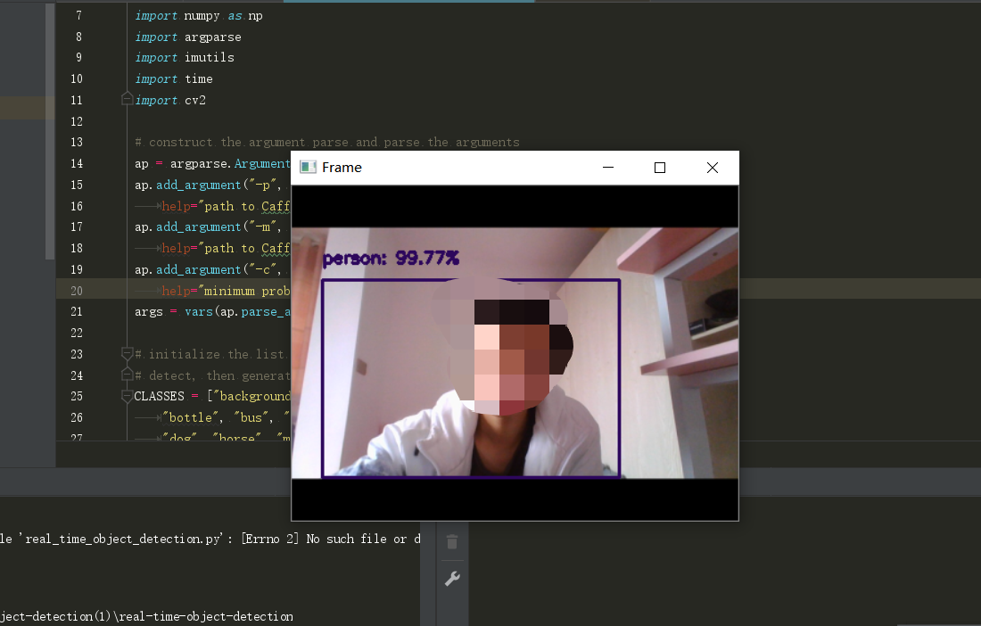 使用深度学习神经网络进行目标实时检测_usage: ssd_object_detection.py [-h] -p prototxt -m ...