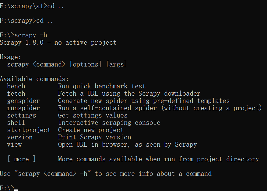 scrapy入门之创建爬虫项目+scrapy常用命令_cd scrapy-CSDN博客