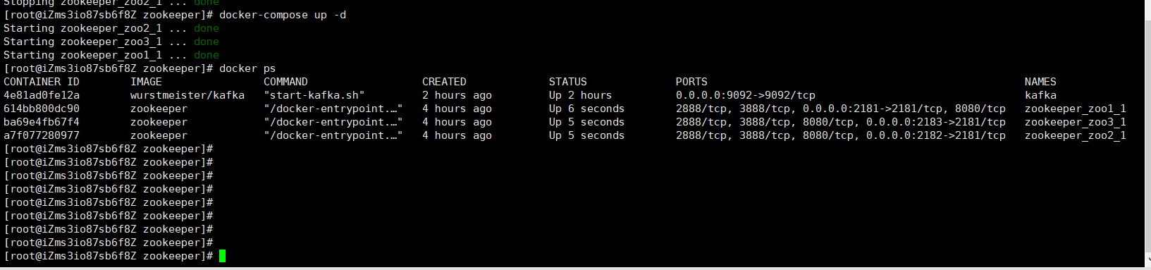 docker-compose搭建Zookeeper集群以及Kafka集群_阿里云服务器 docker compose安装 zk 和 kafka 并 配置kafka集群-CSDN博客
