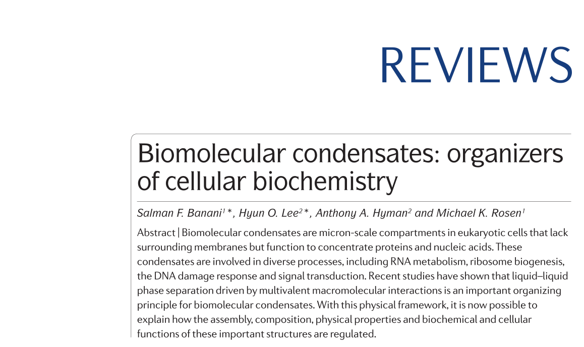 生物聚集细胞生物化学反应的组织者Biomolecular condensates: organizers of cellular ...