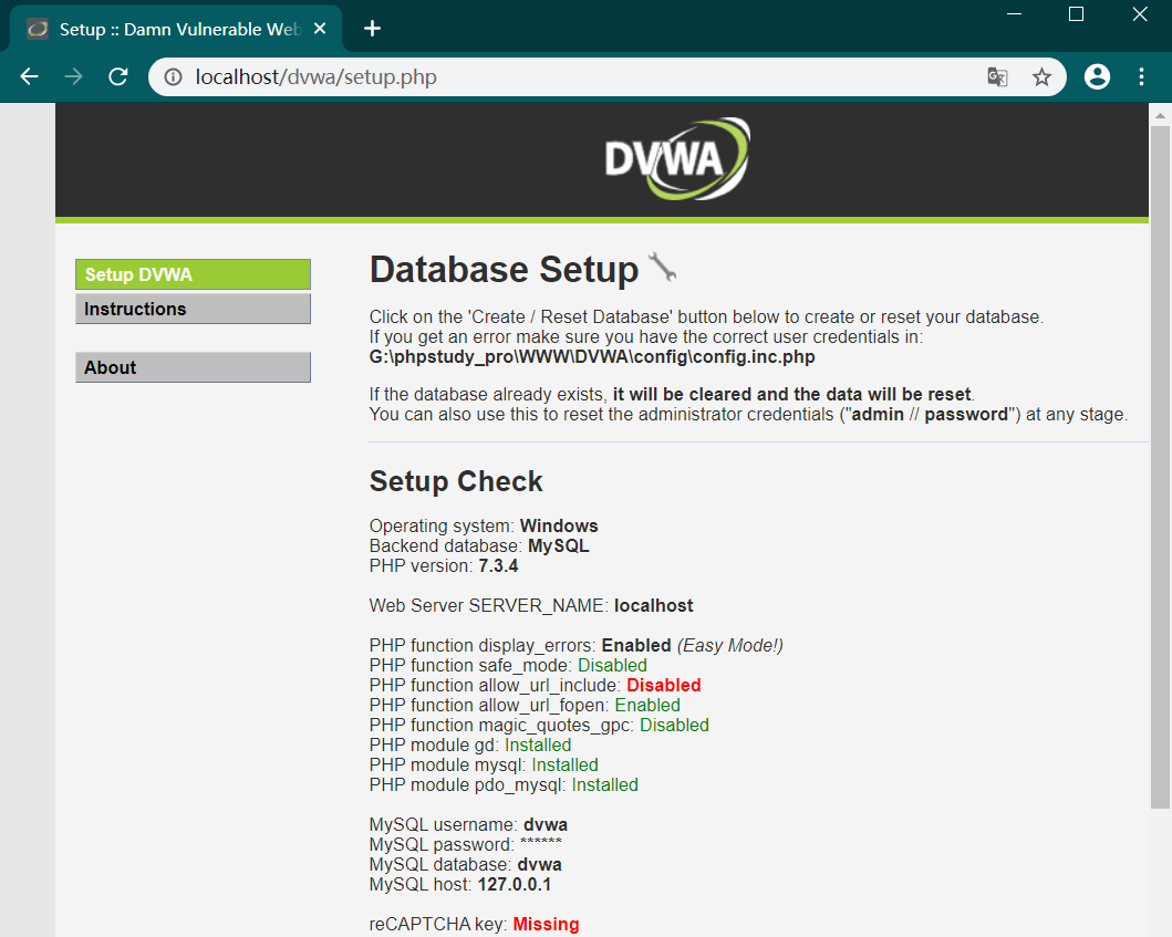 phpstudy安装和dvwa环境配置_在 win10 操作系统上完成phpstudy2018的安装,并将dvwa-master 放置 在a-CSDN博客