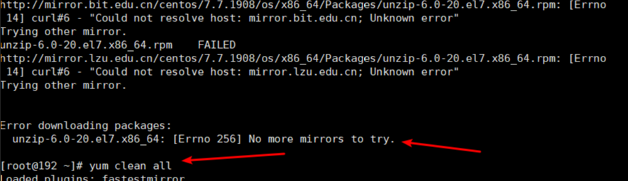 Centos yum安装软件报错[Errno 256] No more mirrors to try._unzip no more mirrors to try-CSDN博客