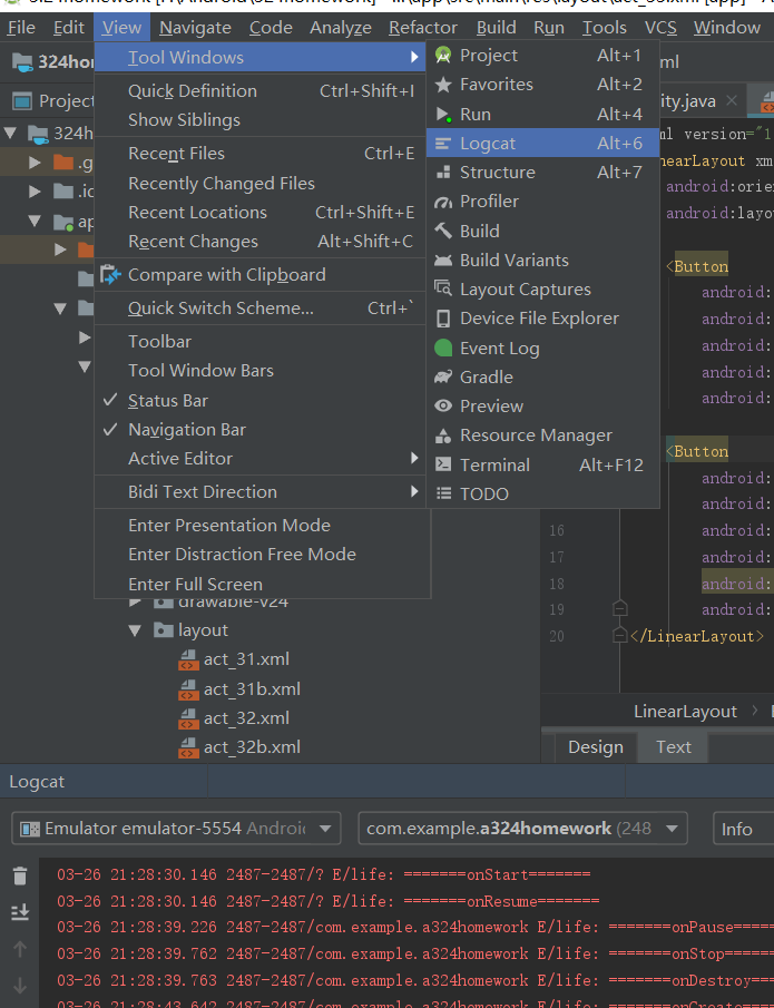 找回移除的Android Studio Logcat及左侧和下测的小工具_android. logcat ignore tag 怎么恢复-CSDN博客