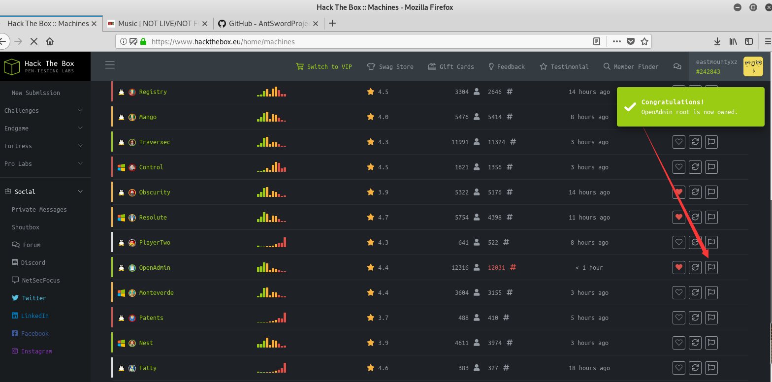 [网络安全自学篇] 六十三.hack the box渗透之OpenAdmin题目及蚁剑管理员提权（四）_shell_杨秀璋的专栏-CSDN博客