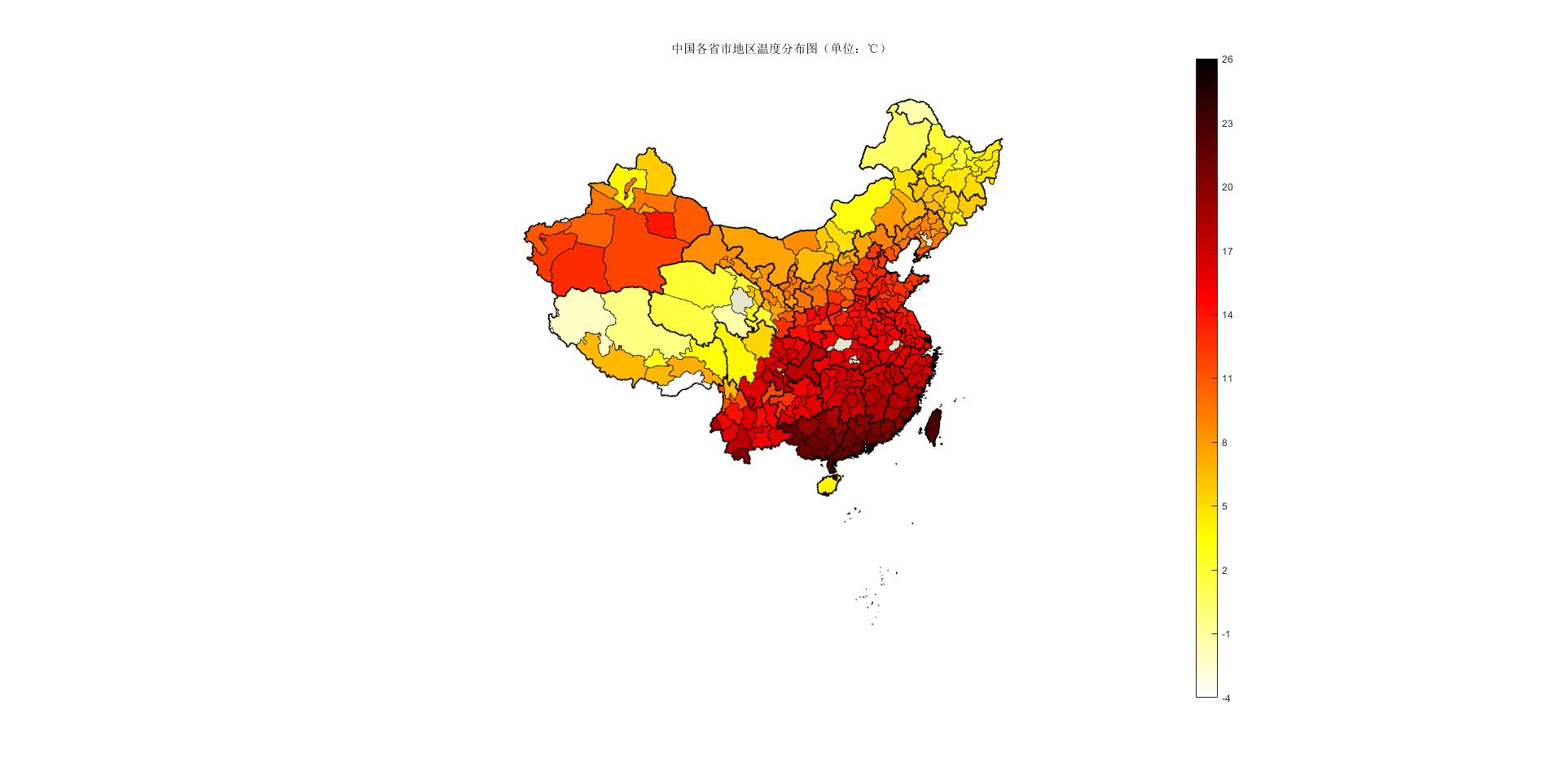 MATLAB 绘制全国各省 市温度或者湿度地图(附全国省市区县四级地图shp格式)_matlab shp文件画图-CSDN博客