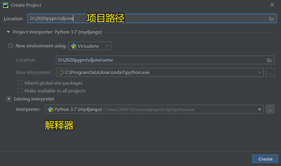 使用pycharm创建一个项目 利用自己建好的虚拟环境_pycharm新建工程用自己的虚拟环境-CSDN博客