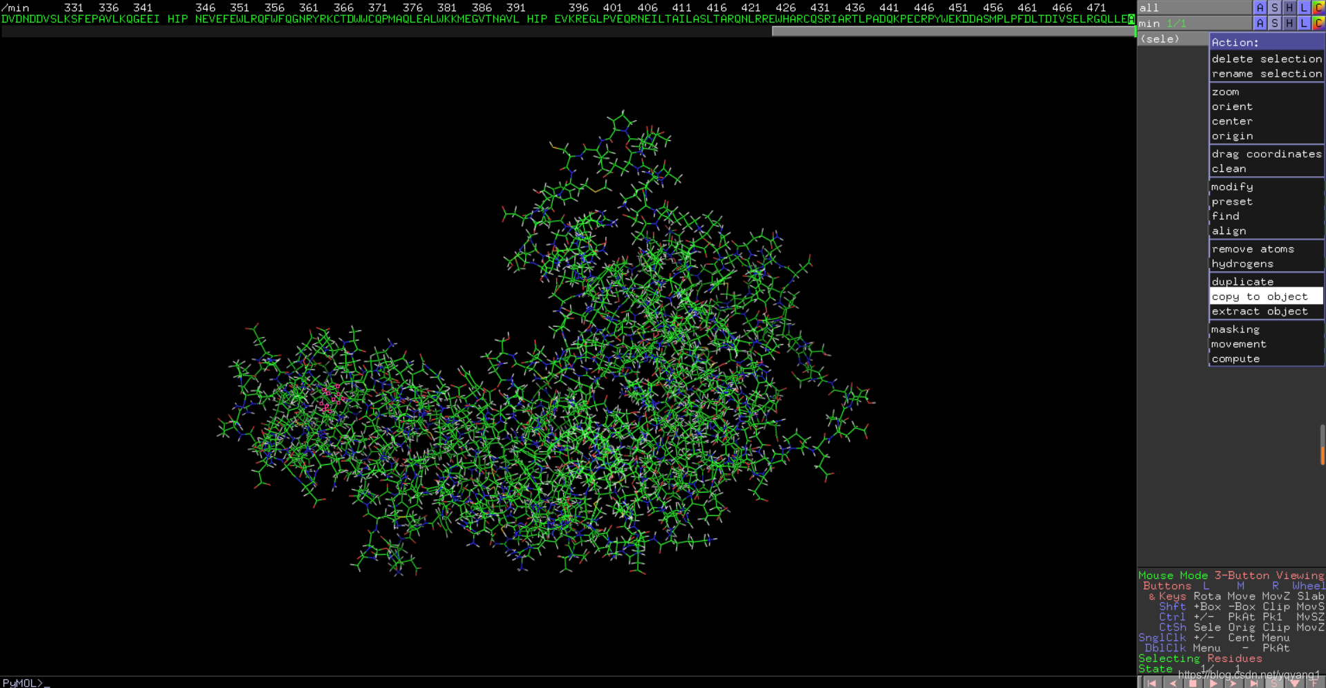 Pymol中如何保持蛋白部分残基不动,移动另一部分残基。pymol Editing模式 Csdn博客