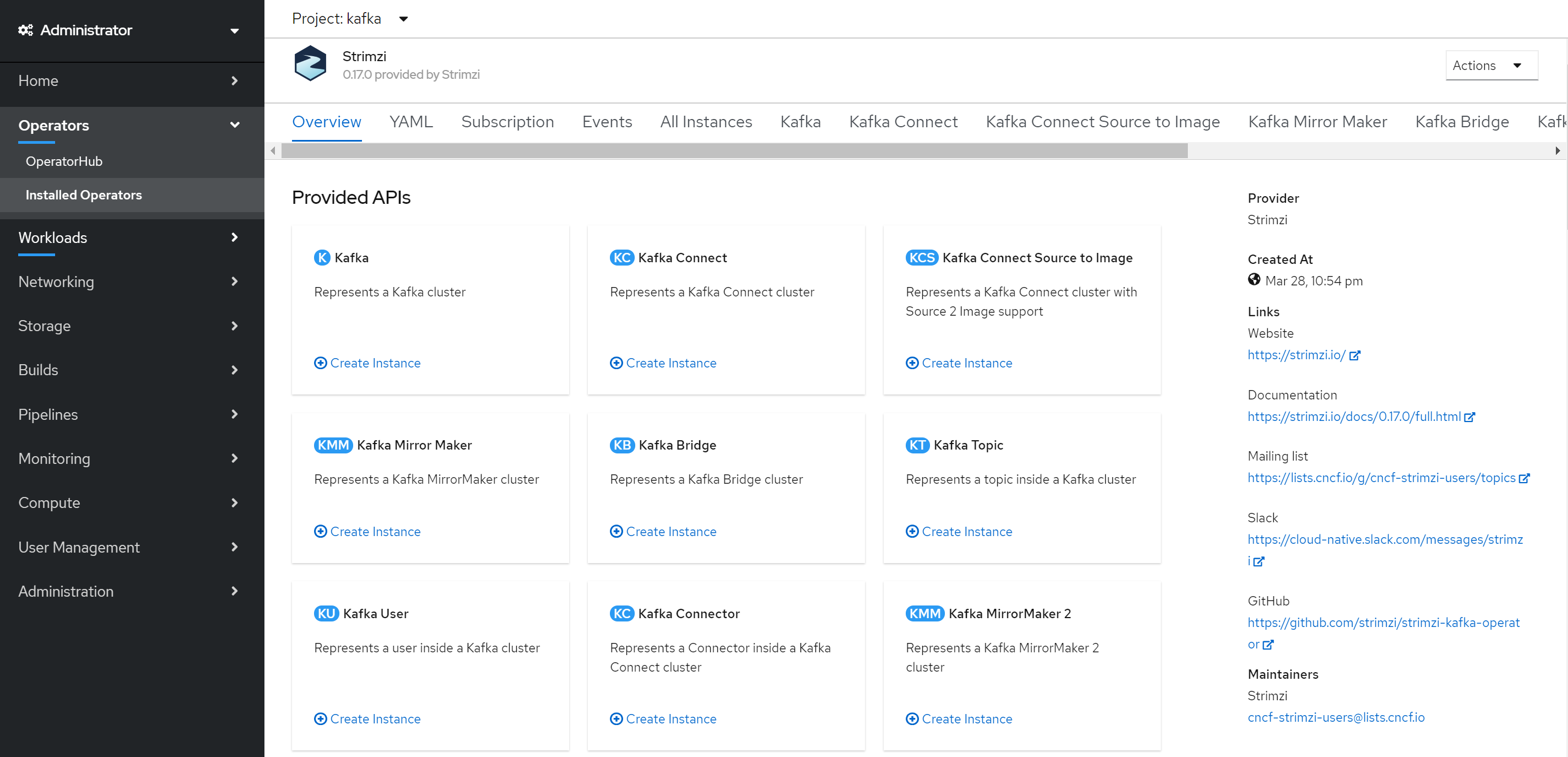 OpenShift 4 之Kafka(1)-部署Strimzi Operator运行Kafka应用_openshift创建kafka topic-CSDN博客