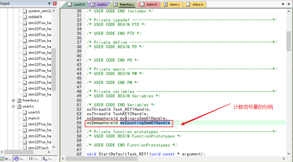 STM32CubMx+FreeRTOS二值信号量和计数信号量（四）_stm32 ossemaphorerelease-CSDN博客