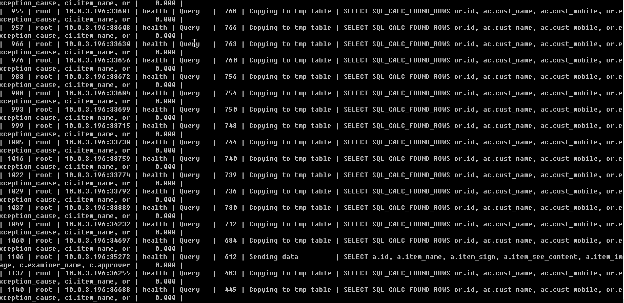 Mysqlirealconnect 080041040 Too Many Connections，mysql操作缓慢copying To Tmp Table 
