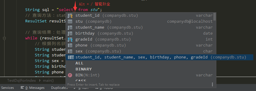 Intellij IDEA中sql语句自动补全和去除sql语句警告波浪线_没有配置任何数据源来运行此 sql 并提供高级代码辅助。 通过问题菜单(alt+enter)-CSDN博客