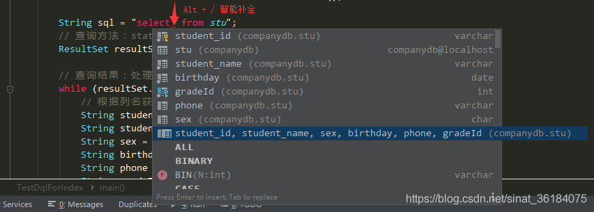 Intellij Idea中sql语句自动补全和去除sql语句警告波浪线没有配置任何数据源来运行此 Sql 并提供高级代码辅助。 通过问题菜单altenter Csdn博客