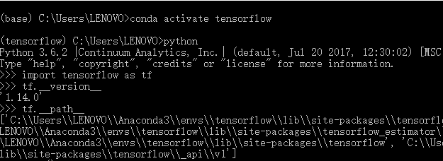 在win10下anaconda prompt下查看TensorFlow安装版本与安装路径_怎么在anaconda prompt中查看软件的路径-CSDN博客