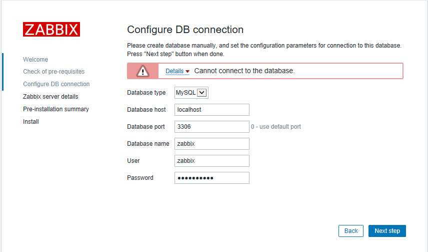 Zabbix Cannot connect to the database_zabbix cannot connect to the database.-CSDN博客