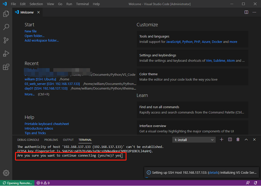 Vs Code实现ssh远程登录和免密登录设置以及为远程主机起别名egssh Hellomi Csdn博客
