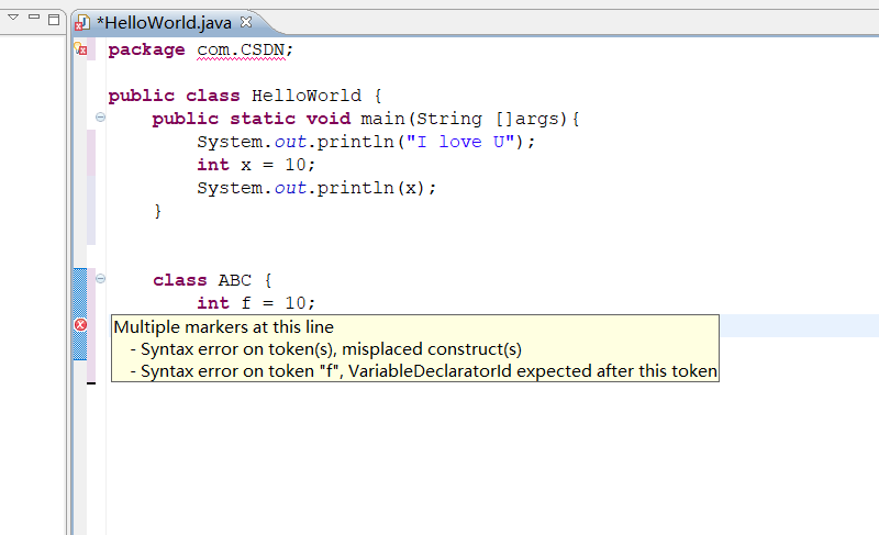 Java 关于执行语句只能存放在方法体，不能直接在类中编写。Multiple markers at this line - Syntax ...